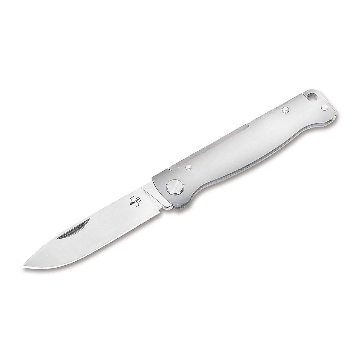 Boker Plus® Atlas SW - Slipjoint pocket knife with stainless steel handle scales - classic Folding knife with 12C27 blade - Slipjoint knife with knife case