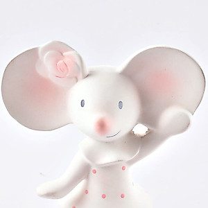 Tikiri Toys Meiya The Mouse Teether Toy, Organic Natural Rubber Teether with Squeaker, Ages 6 Months & Up