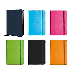 B-THERE Personal Notebook Set (6 Notebooks Total) 5.8" X 8.3" Lined Pages, Stationery Notepads W Textured Colored Covers, Elastic Band And Ribbon Bookmarks