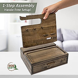 EcoLeafy Dot Nightstand Organizer- Rustic Valet Tray for Men Makes Perfect Gifts for Fathers Day- Unique Birthday Gifts for Men To Organize His Bedside Table for Cellphone, Watch & Accessories