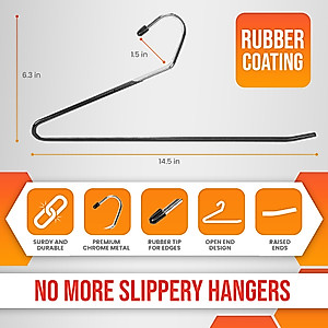 Open Ended Pants Hangers 20 Pack Non Slip Pants and Jean Hangers for Closet Space Saving Clothes Hanger Strong, Durable, Organize Your Closet and Save Space Skirt Hangers Black