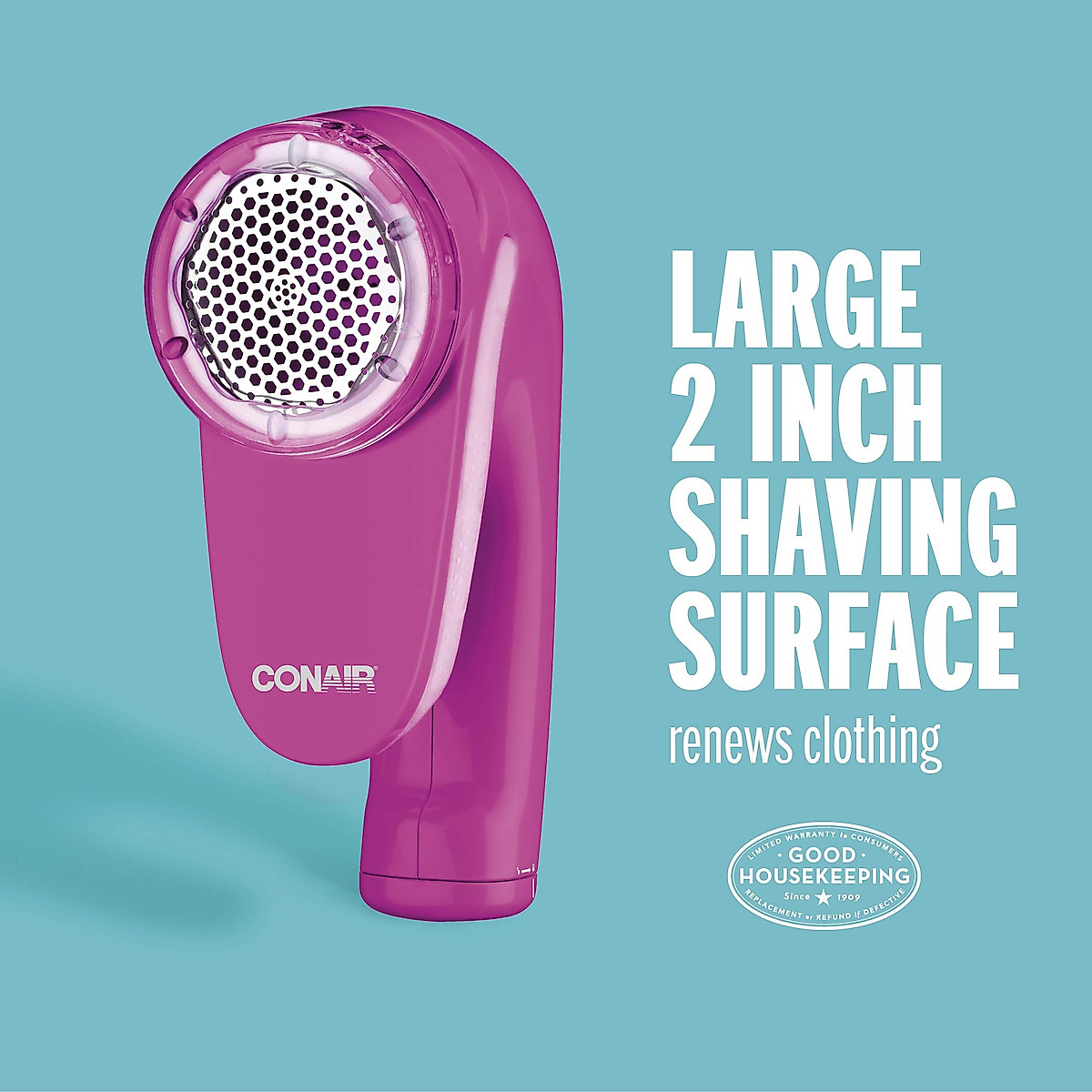 Conair Fabric Shaver and Lint Remover, Battery Operated Portable Fabric Shaver, Pink