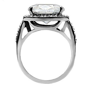 Large Oval Cut AAA CZ Stainless Steel Engagement Bold Ring Women's 8