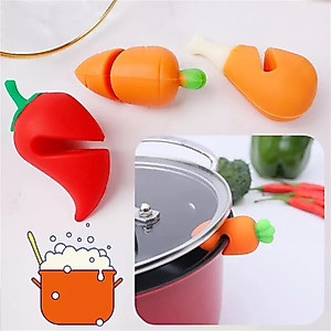 Creative Silicone Lid Lifters ，Spill Proof Overflow Prevent Carrot Shape Pot Lid Holder Rack Clips for Pot Pan Container Cover Kitchen Tools