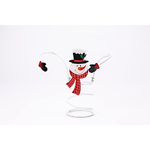 Jxueych Holiday Wine Bottle & Glass Holders Countertop, Hold 1 Wine Bottle and 2 Glasses, Perfect for Home Decor & Kitchen Storage Rack, Bar, Wine Cellar, Cabinet, Pantry, etc (Snowman)