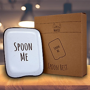 MAVOJI Spoon Rest for Stove Top – Extra Large Farmhouse Spoon Holder for Kitchen Counter, Ceramic Utensil Holder for Big Cooking Spoon, Coffee Spoon Rest