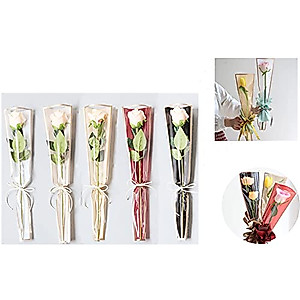 100 Pcs Clear Gold Edge Rose Packaging Bag Single Rose Packaging Bag, Waterproof Floral Wrapping Paper (black)