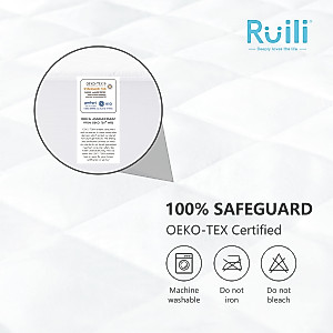 King Size Quilted Fitted Mattress Pad, Waterproof Breathable Soft Mattress Protector, Deep Pocket Fitted Style Bed Cover, Vinyl-Free