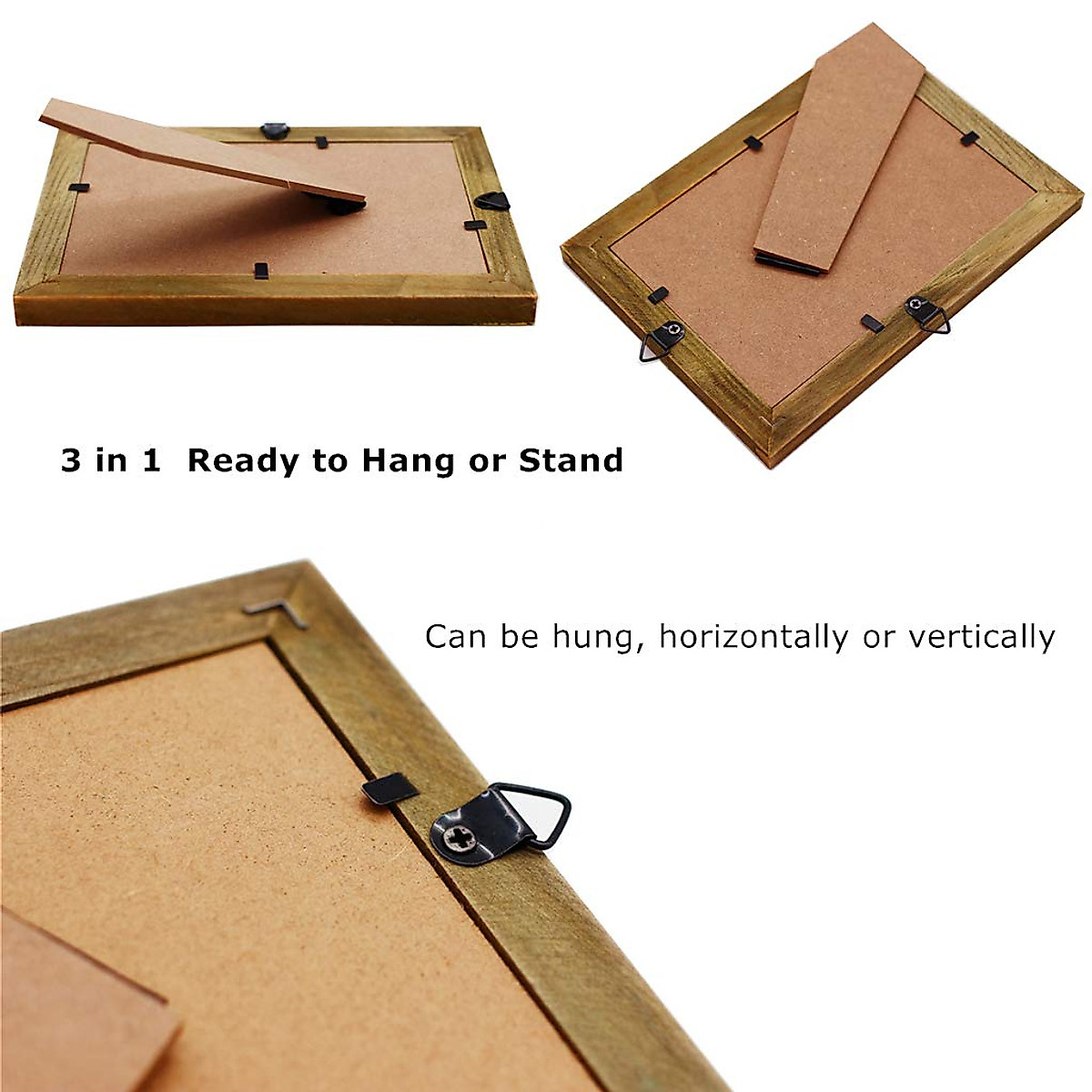 Yokoke 4x6 Inch Rustic Picture Frames - Farmhouse Distressed Frames 100% Reclaimed Wood Photo Frames for Tabletop or Wall Mounting - Vertical & Horizontal - Home Office Gallery Decor - 3 Pack