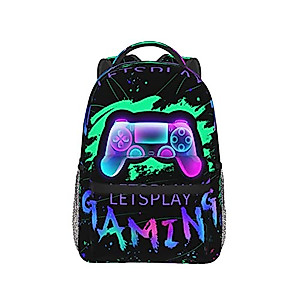 Gamepad Backpack Gamer Casual Travel Daypack Capacity Student Bookbag For Kids Teens Adults Water Resistant Durable Backpack