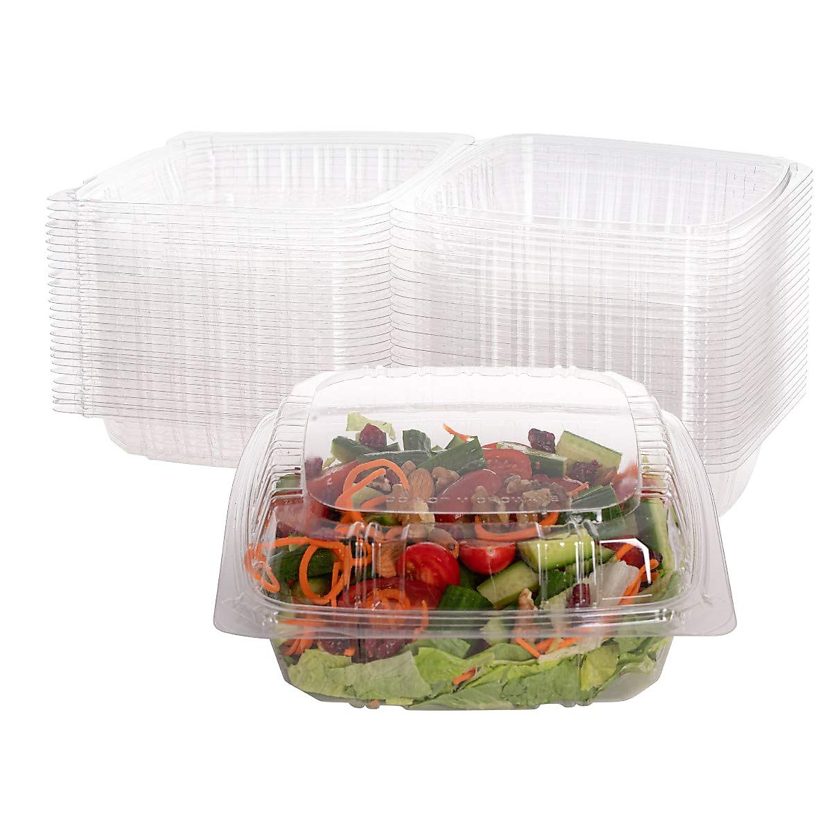 Smygoods Plastic Clamshell Food Containers, (Pack of 25-8x8x3 3/8) To Go Containers, Hinged Food Container