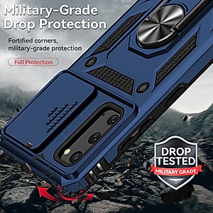 AYMECL for S20 Phone Case,Galaxy S20 Case with 2 Pcs Self-Healing Film,Slide Camera Cover Protective Case with Magnetic Ring Kickstand for Samsung Galaxy S20 5G,Blue