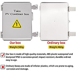Taiss 4 String PV Combiner Box Solar Combiner Box with 63A Circuit Breaker and 15A Rated Current Fuse & Lightning Arreste Solar Connectors,IP65 Waterproof for On/Off Grid Solar Panel System