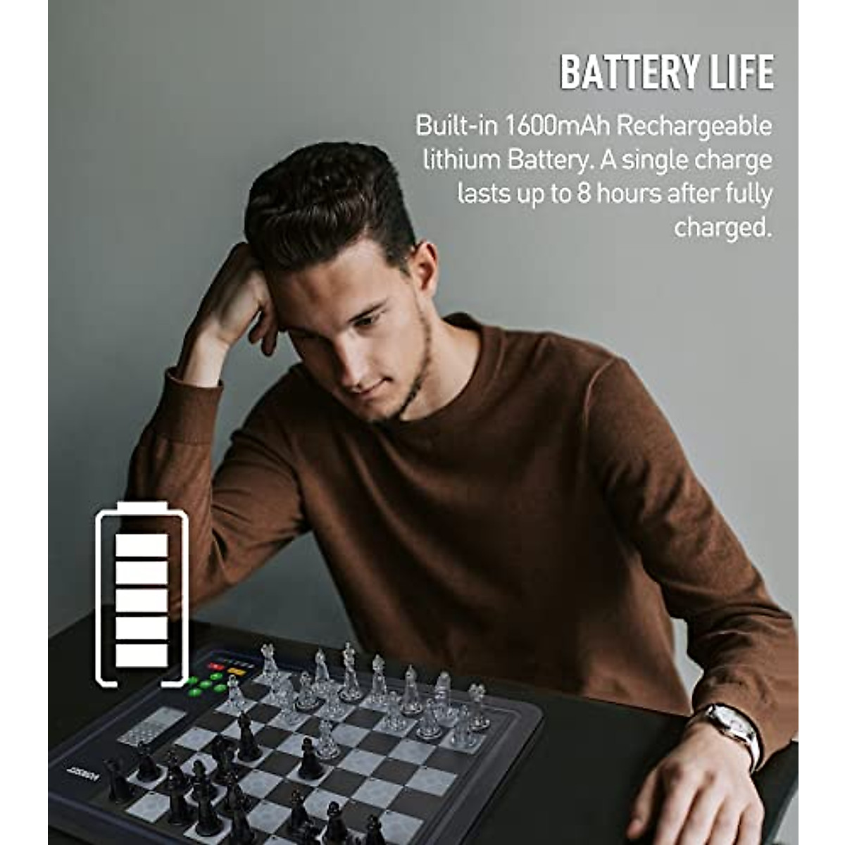 Vonset Core L6 Computer Chess Game Electronic Chess Set Computer Chess Board with LED Light Chess Computer for Adults and Kids with Double Queen Pieces for Beginners