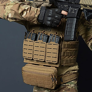 IDOGEAR Tactical Mag Pouch Open-Top Triple Molle Magazine Pouch for M4 M14 M16 AK AR-15 556 Rifle Magazines (Coyote Brown)