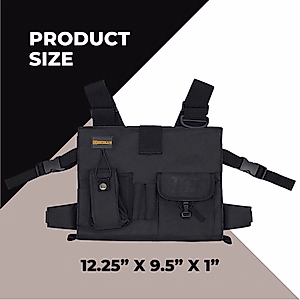 Gig Gear Two Hand Touch Tablet Chest Harness for iPad and Samsung Tablets - Rugged Tablet Carrying Case with Strap and Compartments - Heavy Duty iPad Chest Mount for 12.9 Inch Mobile Device (Black)