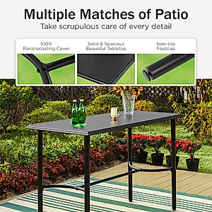 PHI VILLA 5 PCS Outdoor Counter Height Table and Chairs,Swivel Outdoor Bar Chairs with Grey Cushion and Metal bar Table for All Weather,Patio High Dining Set for Indoor,Garden,Yard