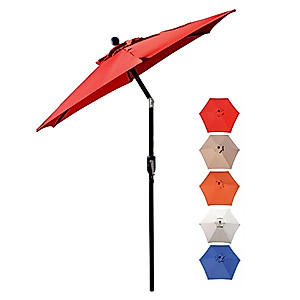 Westcharm Patio Umbrella Outdoor Table Umbrella with 6 Sturdy Ribs and Crank 6.5 ft, Red Umbrella