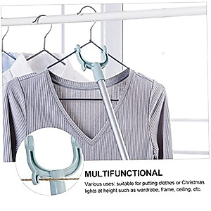 Cabilock retractable clothes rail garment pole retractable clothes pole retractable clothesline rod reach pole stainless steel hooks Home Clothes Rod Aluminum Rod Handle spring wardrobe rod