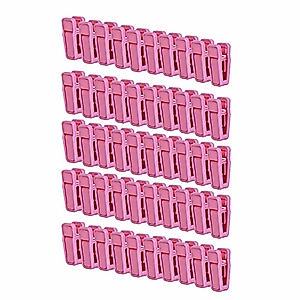 KINJOEK 50 Packs Plastic Baby Finger Clips for Hanger Clothespins Strong Pinch Grip Clips Multi-Purpose for Slim-line Clothes Pants, Pink