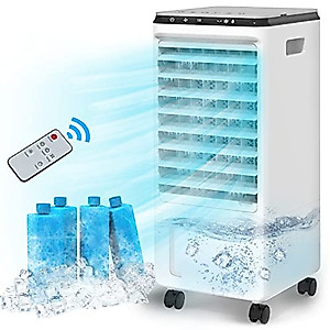 Evaporative Air Cooler, fancole 3-in-1 Portable Air Conditioner, 4 Ice Packs Room Cooler w/ 20FT Remote Controller, 1.85Gallon Water Tank For 8Hrs Cooling, Evaporative Cooler for Indoor,22INCH