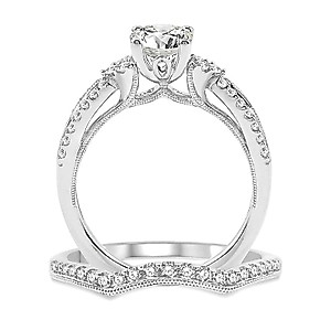 1.5 Carat Princess Cut Bridal Set Moissanite Engagement Rings for Women Platinum Plated Silver Princess Moissanite Rings -7.5