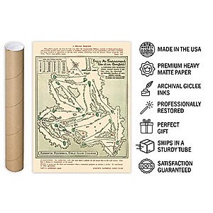 Historic Map - Augusta National Golf Club Course, 1954 - Unframed Vintage Wall Art 18in x 24in