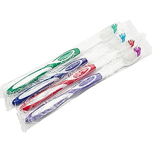 FactorDuty 100 Pieces Toothbrushes Individually Wrapped Medium Standard Classic Soft
