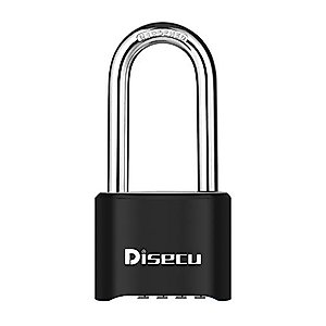 disecu 4 Digit Heavy Duty Combination Lock 2.5 Inch Long Shackle Outdoor Waterproof Padlock for School Gym Locker, Sports Locker, Hasp Storage, Fence, Gate, Case, Toolbox, Bike (Black)