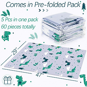 Tinideya 60 Sheets Disposable Baby Splat Mat for Under High Chair 47 x 29 Inch Disposable Placemats for Baby Waterproof Floor Mat Restaurant Table Mats Washable Spill Mat for Picnic Craft (Dinosaur)