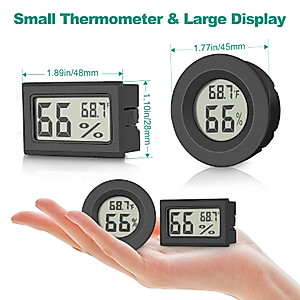 5-Pack Mini Digital Thermometer Hygrometer, Indoor Room Round Temperature Humidity Meter Gauge Monitor, Large LCD Display Fahrenheit or Celsius for Greenhouse, Home, Reptile, Humidors, Office, Garden