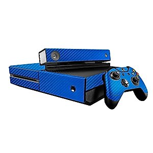 3D Carbon Fiber Candy Blue - Air Release Vinyl Decal Mod Skin Kit by System Skins - Compatible with Microsoft Xbox One (XB1)