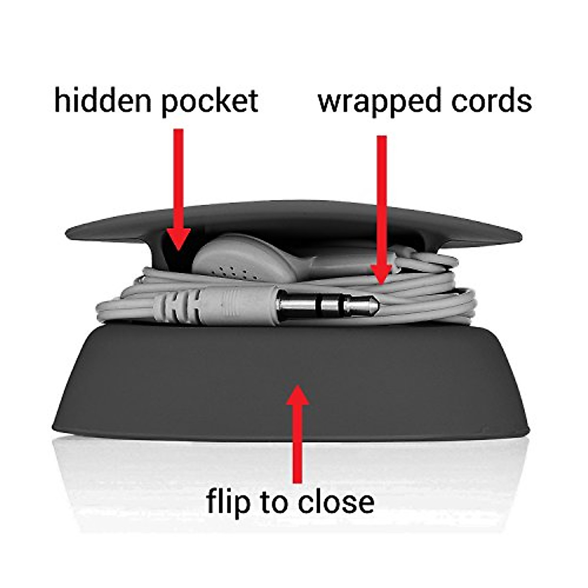 Budley - Tangle-Free Earphone/Earbud Case Compact Storage System, Silicone (Black, Set of 1)