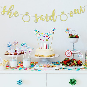 She Said Oui Banner, She Said Yes Banner, Paris Themed Bridal Shower Decor, French Bridal Shower Wedding Party Decorations Gold Glitter