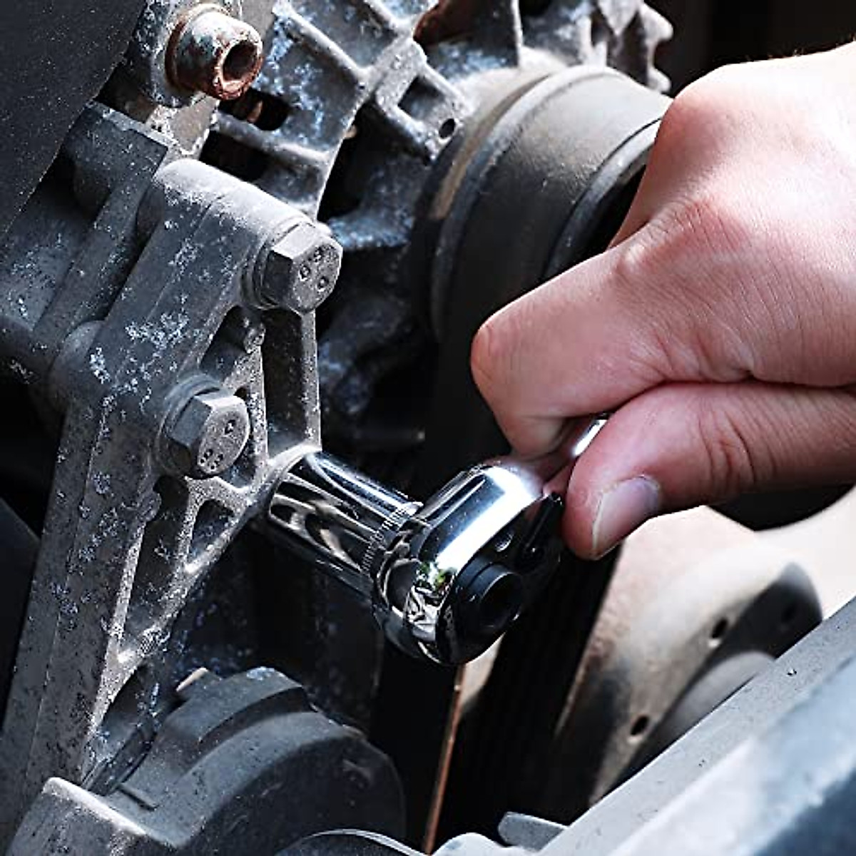 DURATECH 1/4-Inch Stubby Ratchet Wrench, Socket&Bit Driver, 72-Tooth, Chrome Alloy Made, Chrome Plated Finish