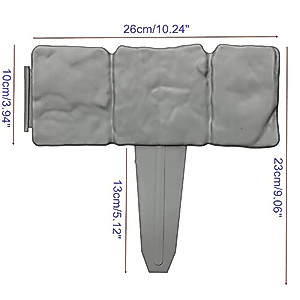 Lawn Edging,Garden Border,Plant Bordering 10/20pcs Folding Landscape Gray Flower Fence Path Garden Plant Border Edging Lawn Imitation Stone Fence Grounding Fence