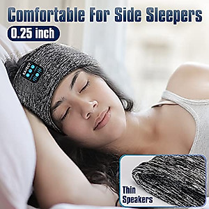 Soft Headband Wireless Headphones for Sleep, Wireless Sleep Earbuds, Comfortable Headphones for Sleeping with Thin HD Stereo Speakers, Sleeping Headsets for Workout, Insomnia, Travel, Yoga (Grey)