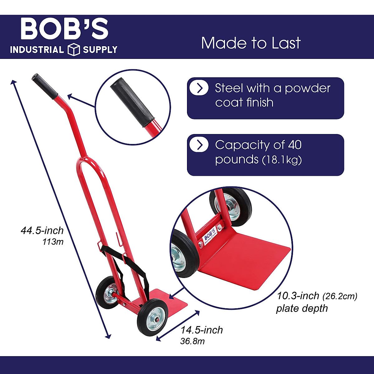 BISupply Propane Cylinder Dolly - 40lb Propane Tank Cart Hand Truck for Gas Propane Tanks 2 Wheel Dolly Cart