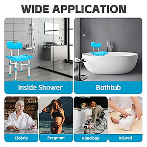 Gillion Heavy Duty Shower Chair with Back 500Lbs, 𝐅𝐫𝐞𝐞 𝐒𝐡𝐨𝐰𝐞𝐫 𝐒𝐜𝐫𝐮𝐛𝐛𝐞𝐫 𝐁𝐮𝐧𝐝𝐥𝐞𝐬, Tool-Free Bathtub Stool Shower Bench Seat with EVA Pad for Elderly Senior Handicap Disabled