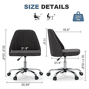 Office Chair, Desk Chair, Small Desk chairs with wheels Cute Vanity Swivel Chair with Back Mid Century Modern Armless Home Office Desk Chairs Task Chair for Bedrooms, Office, Dressing Room, Study