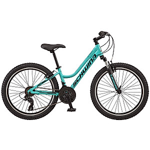 Schwinn High Timber AL Mountain Bike for Youth Boys Girls, 24-Inch Wheels, 21-Speeds, Front Suspension, Aluminum Frame and Alloy Linear Pull Brakes, Teal