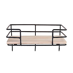 Amosfun Wall Decorations for Living Room Modern Wrought Iron Storage Rack Wall- Mounted Decorative Shelf Hanging Holder Organizer with Hooks (3 Hooks, Black)