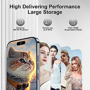ExAchat A14 5G Unlocked Smartphone 6.82" FHD+ Display 90Hz, 72MP Camera 6800mAh,4GB+128GB/256GB Dual SIM Cell Phone Unlocked Fingerprint/Face ID