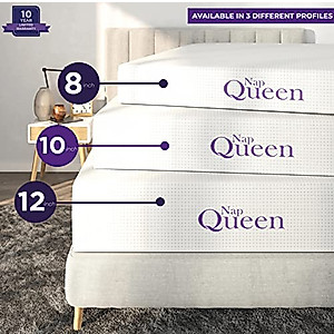 NapQueen 8 Inch Bamboo Charcoal Queen Size Medium Firm Memory Foam Mattress, Bed in a Box