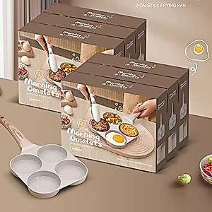 MIUGO Four-Cup Fried Egg Pan, Medical Stone Non-Stick Frying Pan for Breakfast,Divided Egg Skillet Suitable for Gas Stove and Induction Cooker (3-inch eggs)