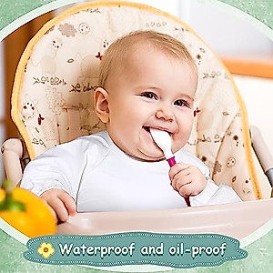 Jeyiour 6 Pack Long Sleeve Baby Bibs Mess Proof Bib Washable Feeding Bib Weaning Smock for Baby Infant Toddler (Simple Style)