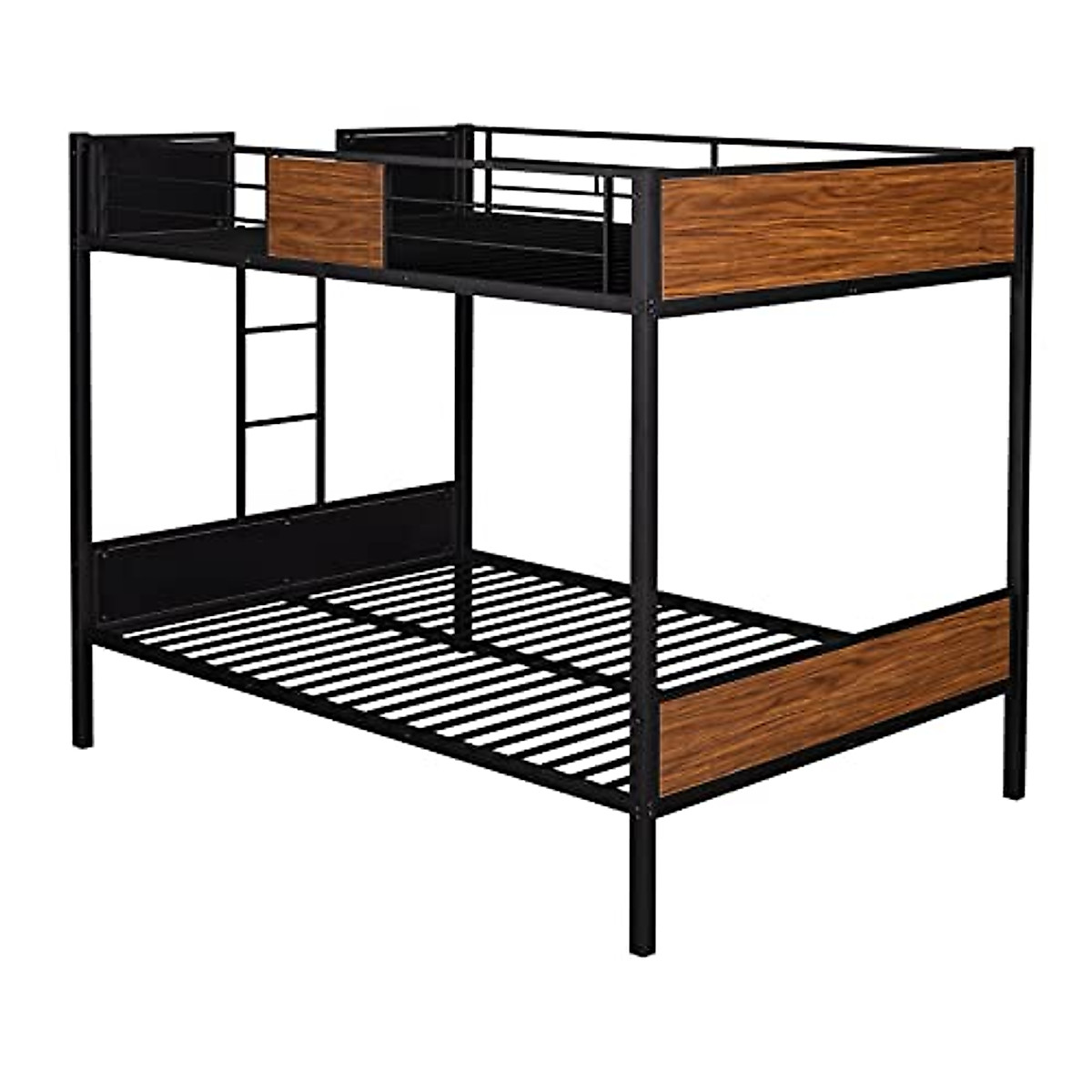 Full Over Full Bunk Bed, Metal Bunk Bed Frame, Sturdy Steel Bed Frame, Modern Style Bunk Beds for Kids, Toddlers, Teens, Adults, Bedroom, Dorm, Black