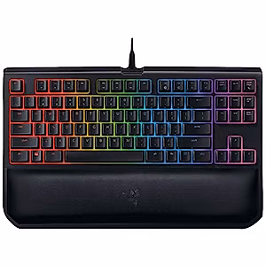 Razer BlackWidow TE Chroma v2 TKL Tenkeyless Mechanical Gaming Keyboard: Yellow Key Switches, Linear & Silent, Chroma RGB Lighting, Magnetic Wrist Rest, Programmable Macros, Classic Black