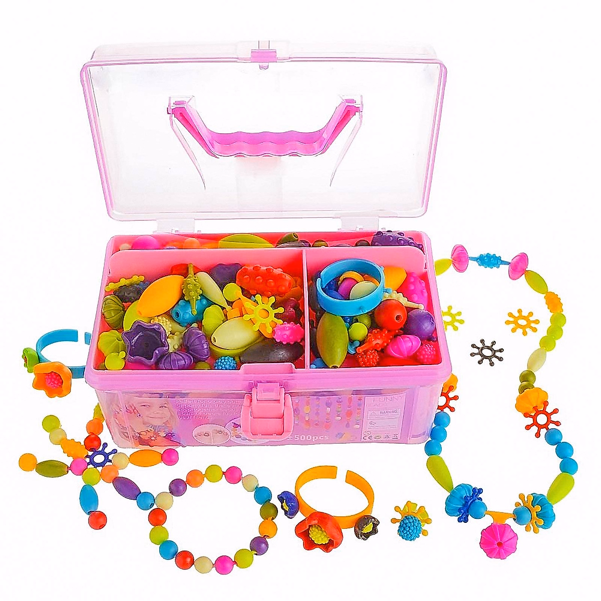 GILI Pop Beads - Jewelry Making Kit for 3 4 5 6 7 8 Year Old Little Girls - Arts and Crafts Toys for Kids Age 4yr-8yr - Necklace Bracelet Creativity Snap Set Top Best Christmas Birthday Gifts (500pcs)