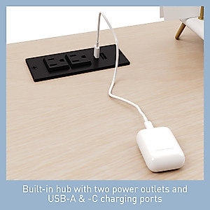 Realspace® Koru 60"W L-Shaped Corner Computer Desk with Integrated Power & Charging, Natural Oak